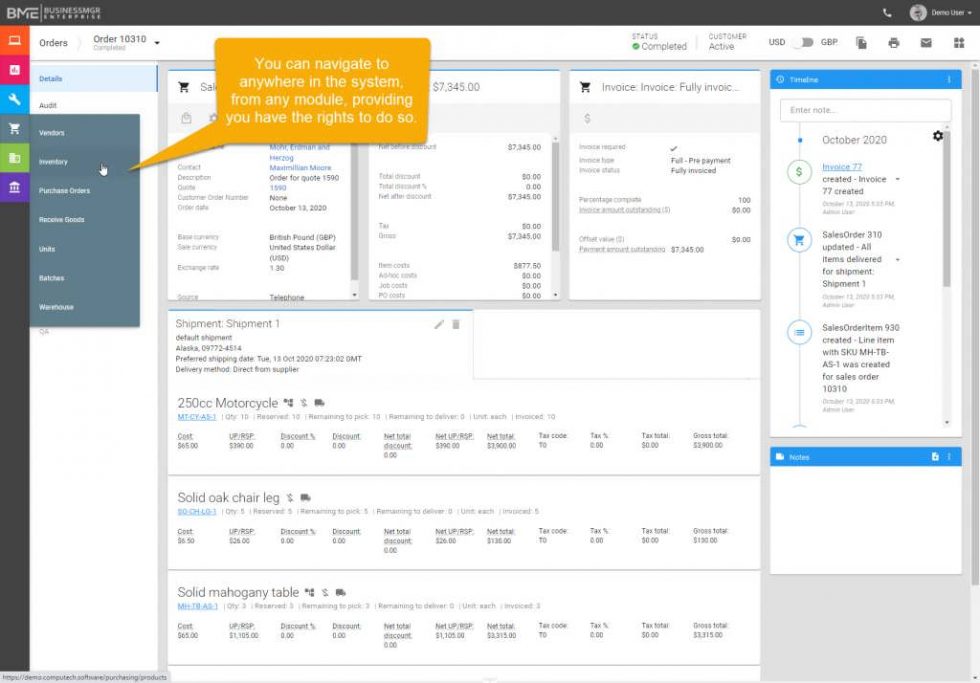Screenshots & Videos of BusinessMan ERP Software